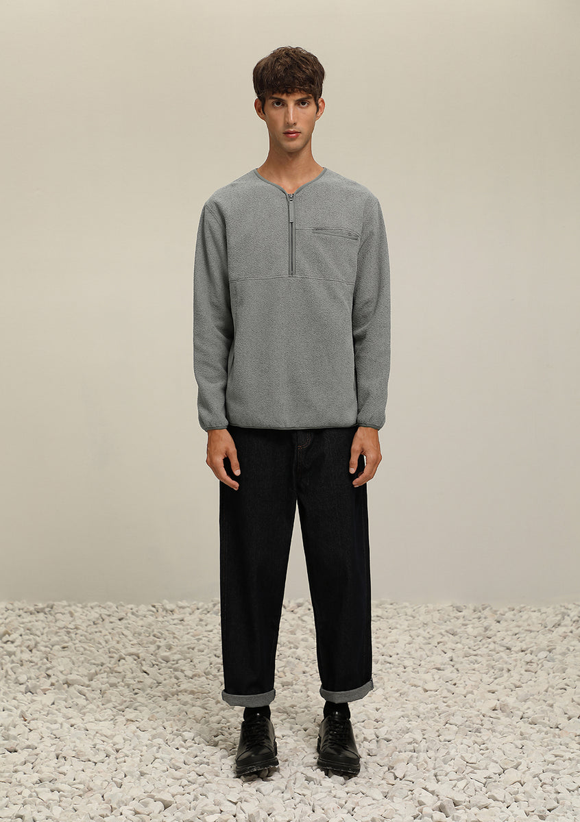 Textured V-neck Sweater (GY) – TRIM STUDIO